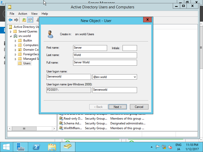 Windows Server 2012 R2 : Active Directory : Add User Accounts : Server ...