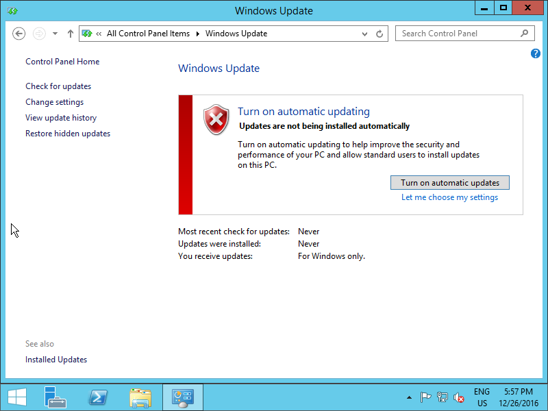 Windows Server 2012 R2 : Initial Settings : Windows Update : Server World