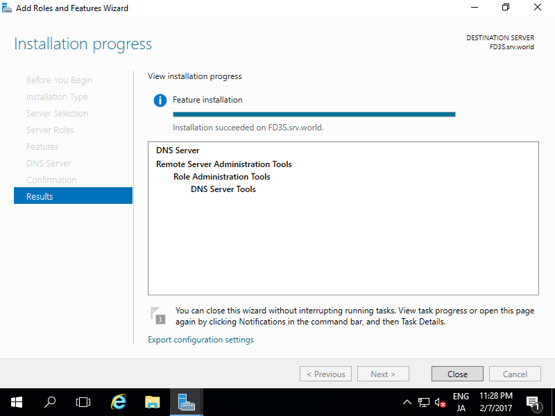 Windows Server 2016 : DNS Server : Install : Server World