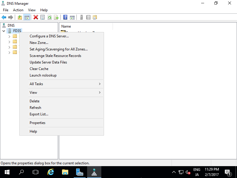 Windows Server 2016 : DNS Server : Add Forward lookup Zone : Server World