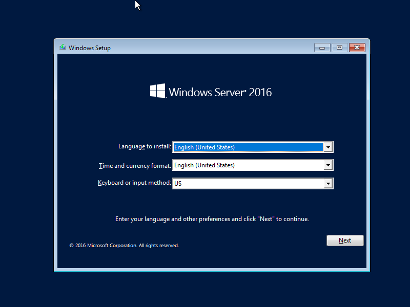 Windows Server 2016 : Install : Server World