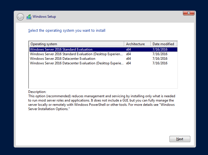 Windows Server 2016 : Install : Server World