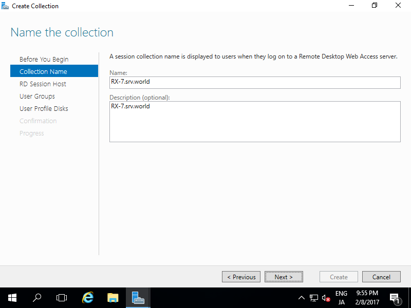 Windows Server 2016 : Create Session Collections : Server World